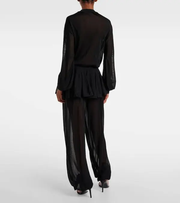 Alaïa High-rise Draped Viscose Pants