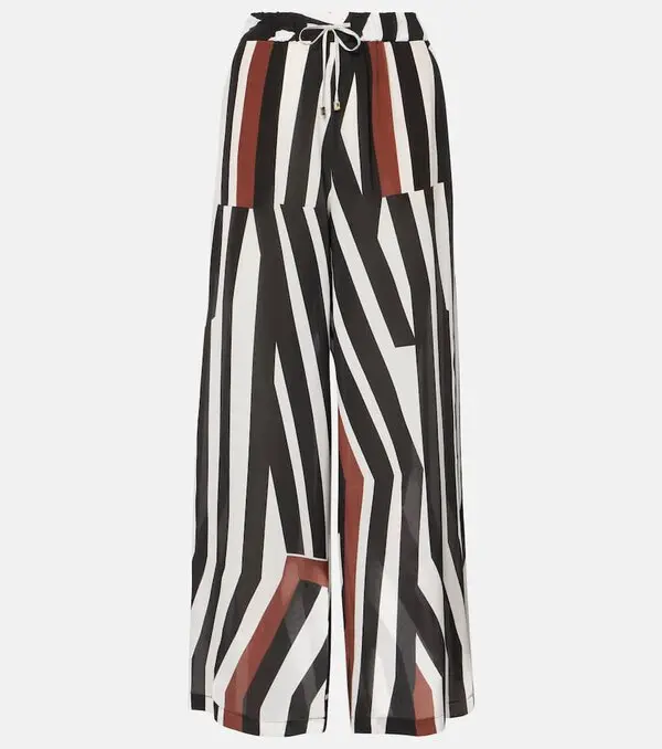 Max Mara Tropea Striped Silk Wide-leg Pants