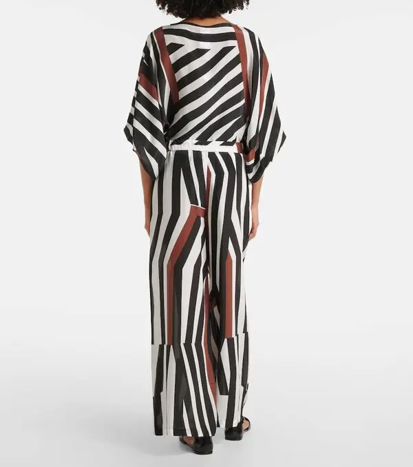 Max Mara Tropea Striped Silk Wide-leg Pants