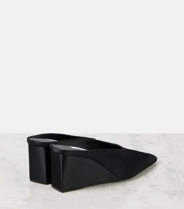 Alaïa Cube 75 Satin Wedge Mules - Blue