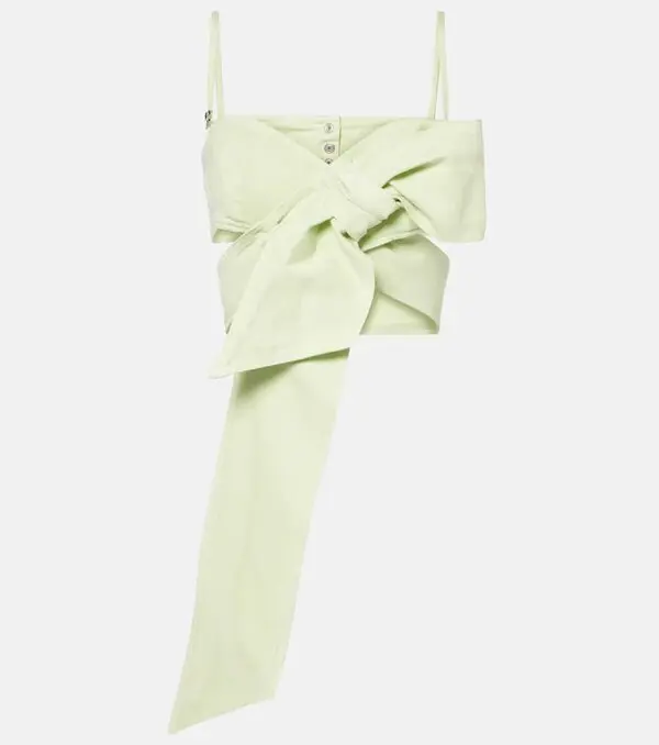 Blumarine Bow-detail Denim Top - Green