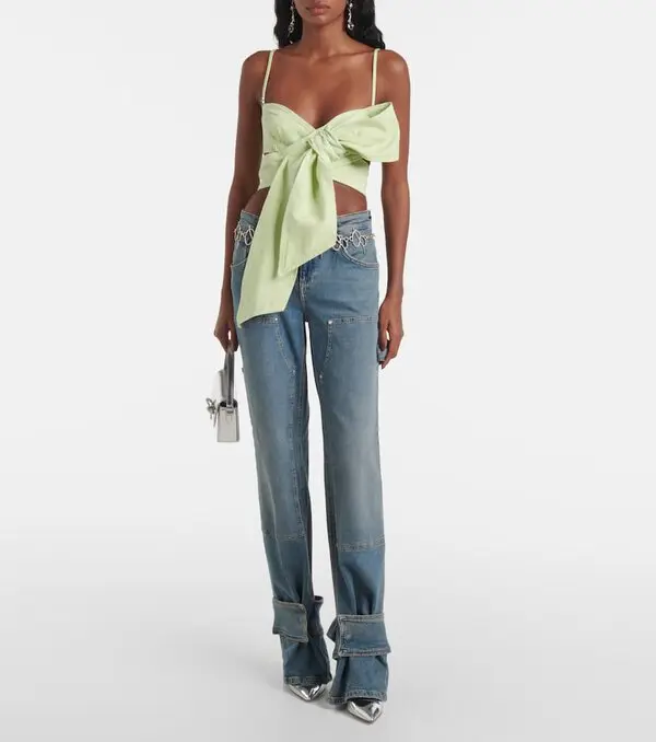 Blumarine Bow Detail Denim Top