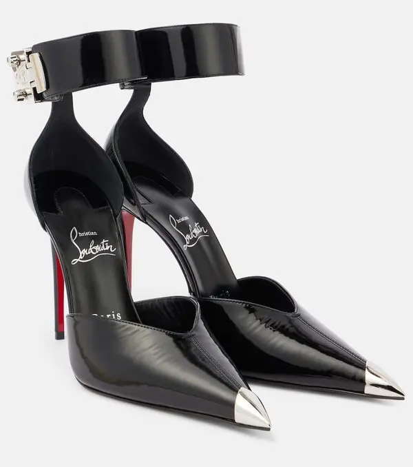 CHRISTIAN LOUBOUTIN Lock Me Up 100 Embellished Leather Pumps - Black