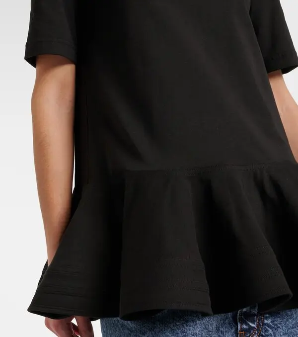 Alaïa Peplum Cotton Jersey T-shirt - Black