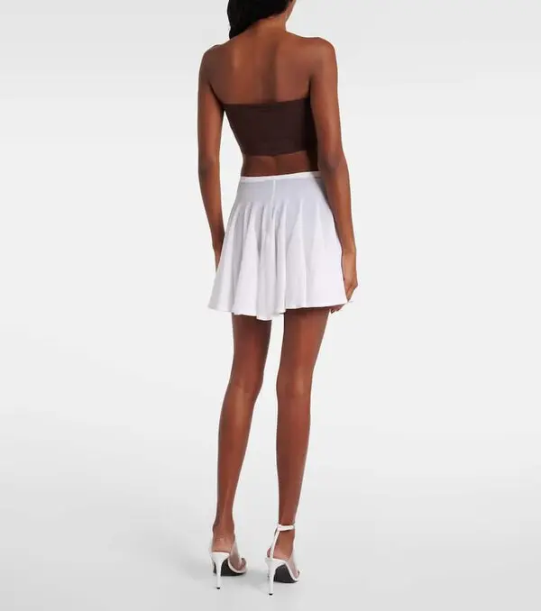 Alaïa Pleated Semi-sheer Miniskirt - White
