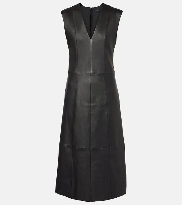 JOSEPH Kosma Leather Midi Dress - Black