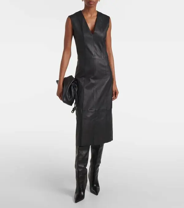 JOSEPH Kosma Leather Midi Dress