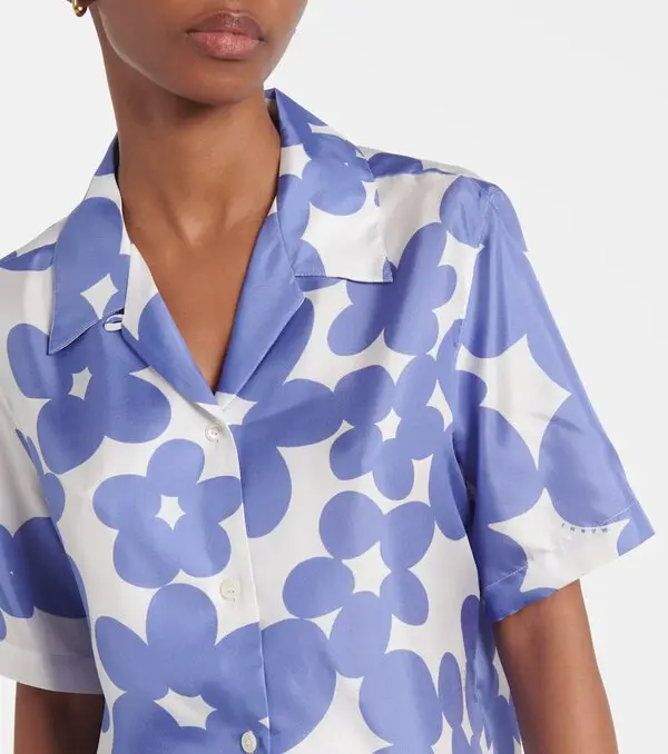 Marni Floral Silk Shirt - Blue