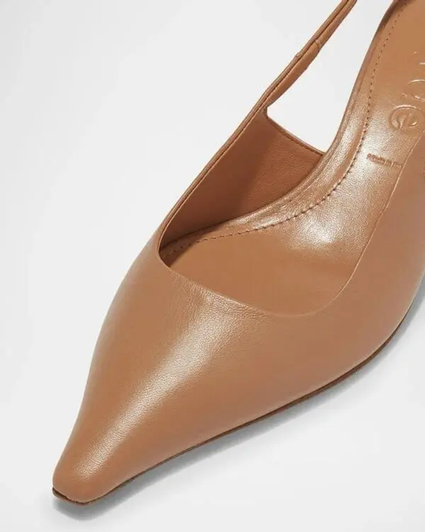 AeydĒ Catrina Leather Kitten-heel Slingback Pumps - Hazelnut