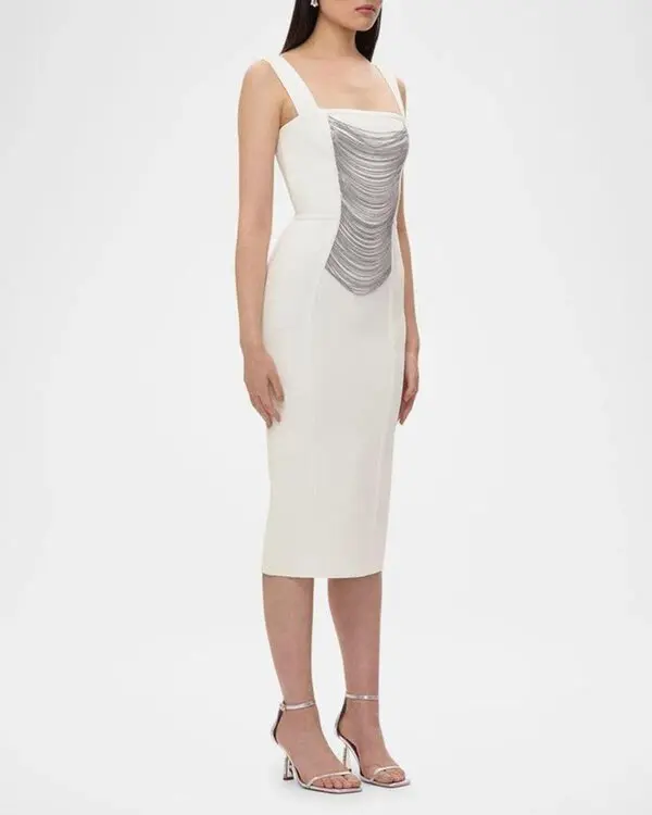 Herve Leger Francesca Chain-draped Midi Dress