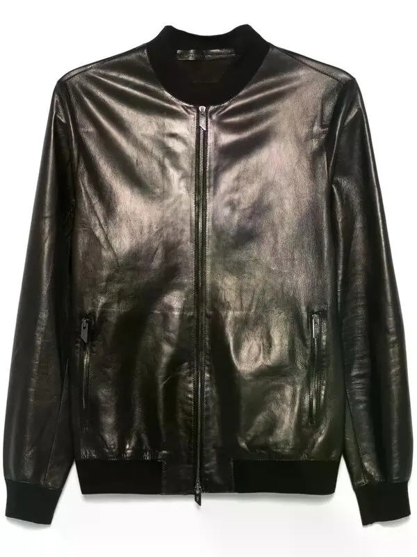 Salvatore Santoro Leather Bomber Jacket In Black - 40% Off