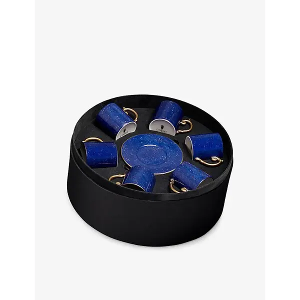 L'Objet Lapis Fine-porcelain Espresso Cup And Saucer Set 4oz - Blue