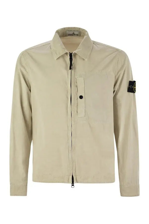 Tシャツ・カットソー STONE  Overshirt with chest pocket and two-way zip Stone Island Overshirt With Chest Pocket And Two-Way Zip In