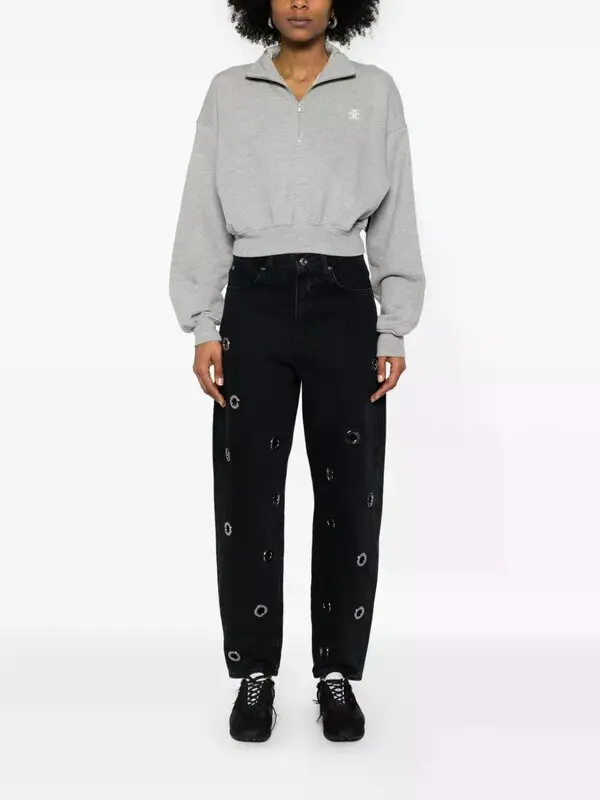 Eterne Cropped Half-zip Sweatshirt - Grey