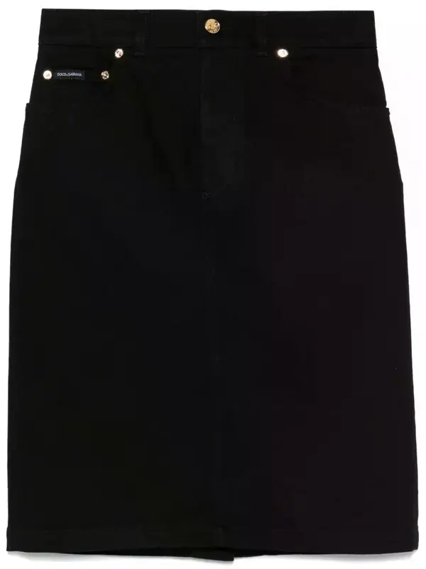 Dolce & Gabbana Midi Denim Skirt - Black