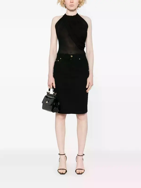 Dolce & Gabbana Midi Denim Skirt - Black