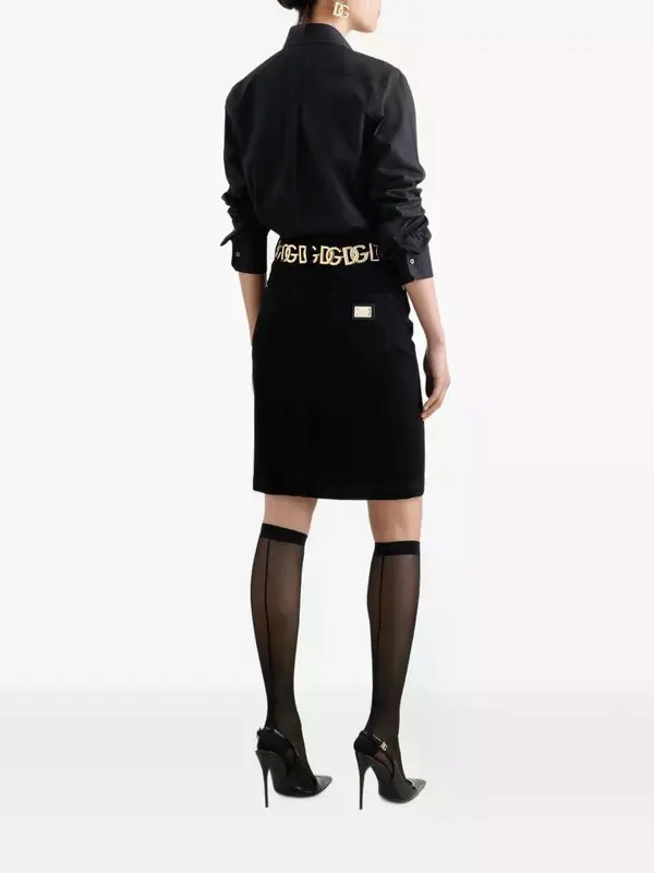 Dolce & Gabbana Midi Denim Skirt - Black