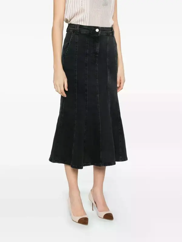 TWINSET Pleated Denim Skirt