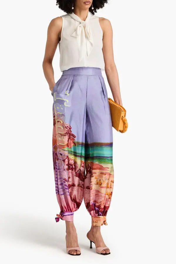 Zimmermann Printed Silk-twill Tapered Pants