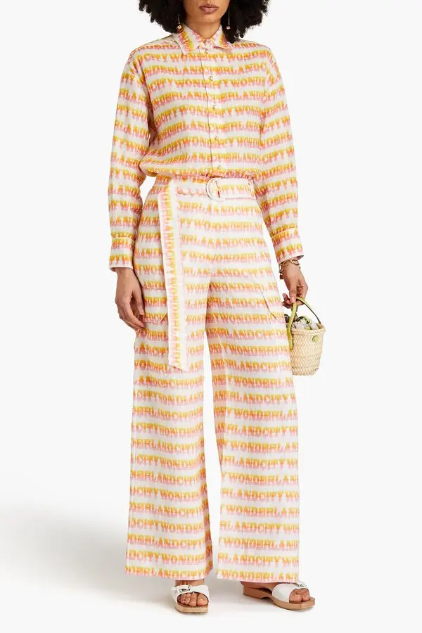 Zimmermann Printed Wide-leg Linen Pants