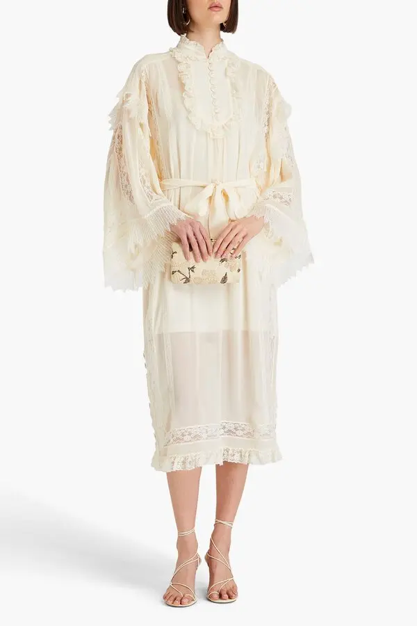 Zimmermann Lace-Trimmed Georgette Midi Dress In Cream - 65% Off |  Editorialist