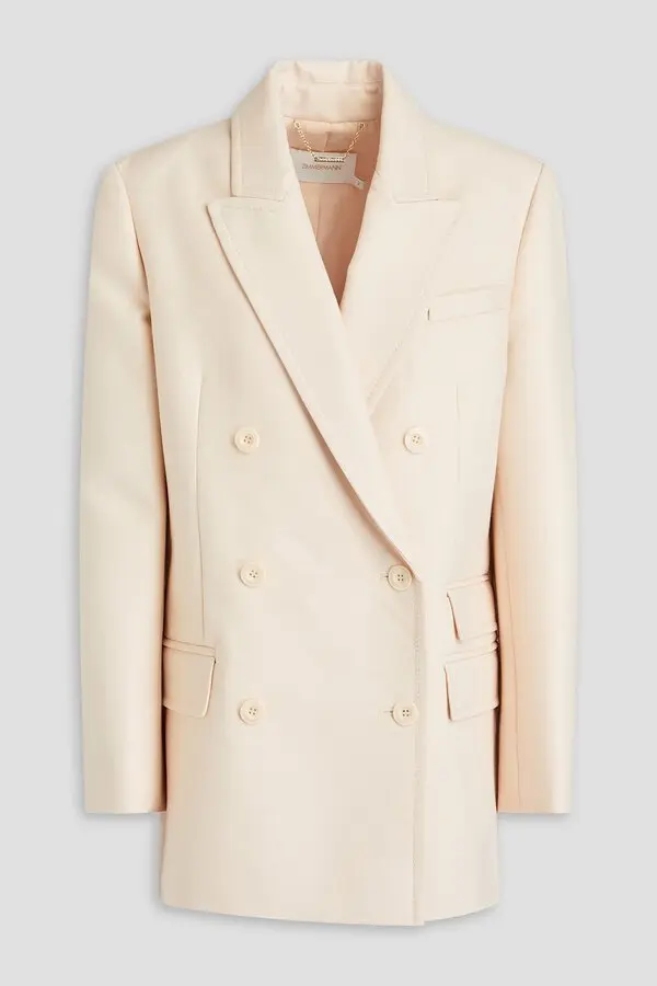 Zimmermann Double-breasted Wool-blend Blazer - Ivory