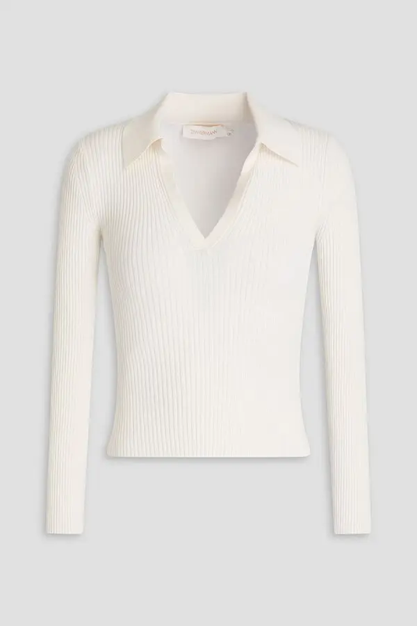 Zimmermann Ribbed Knit Polo Shirt