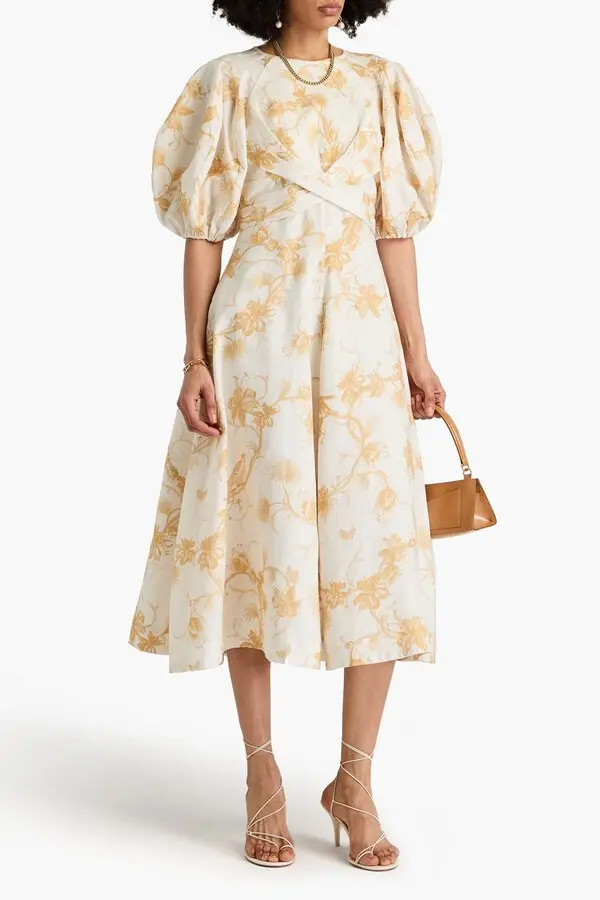 Zimmermann Floral-print Linen Midi Dress