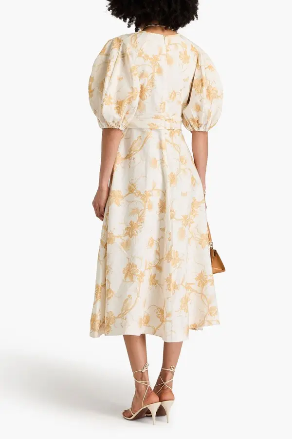 Zimmermann Floral-print Linen Midi Dress