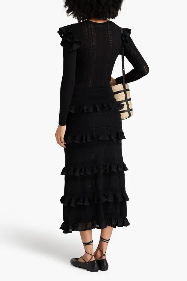 Zimmermann Tiered Pointelle-knit Midi Dress