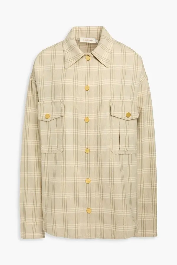 Zimmermann Oversized Checked Cotton And Linen-blend Shirt