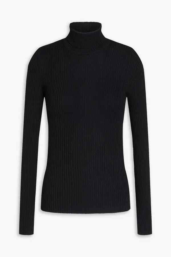 Zimmermann Ribbed Merino Wool Turtleneck Sweater - Black