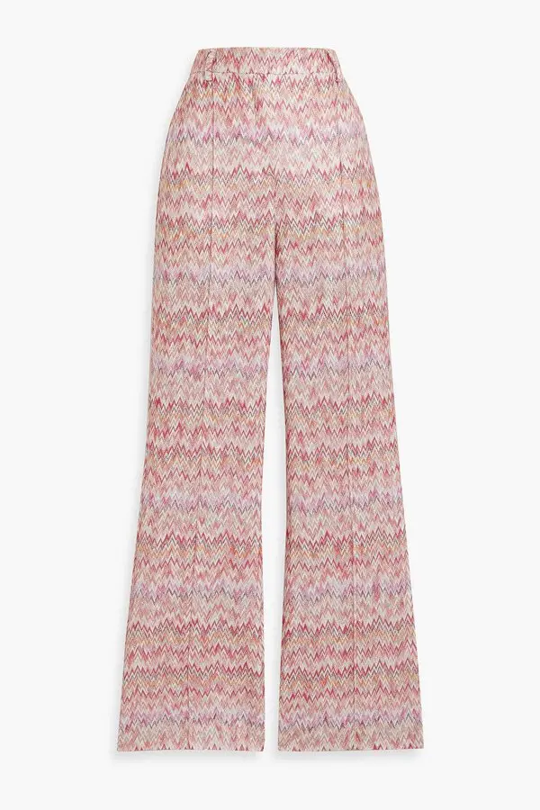 Missoni Metallic Crochet-knit Flared Pants - Red