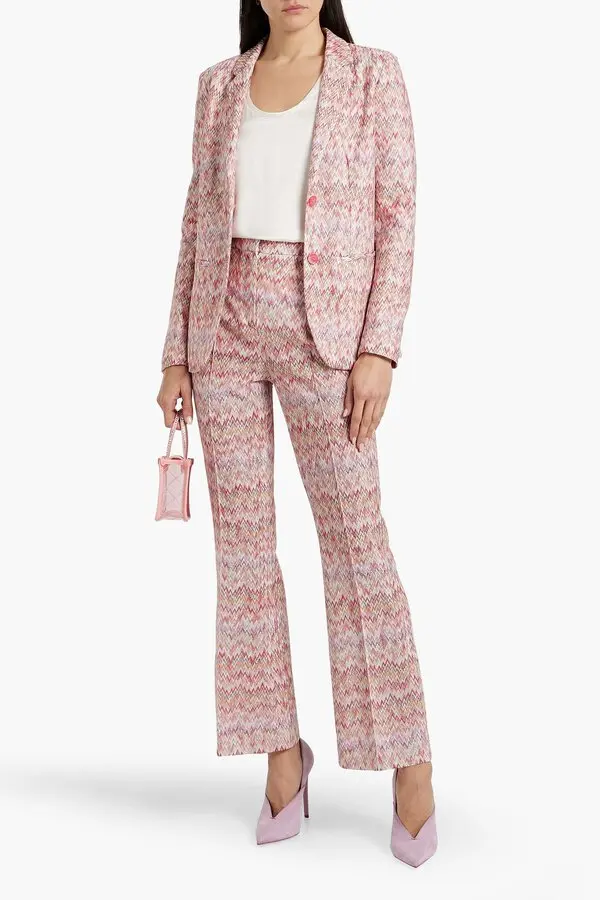 Missoni Metallic Crochet-knit Flared Pants - Red
