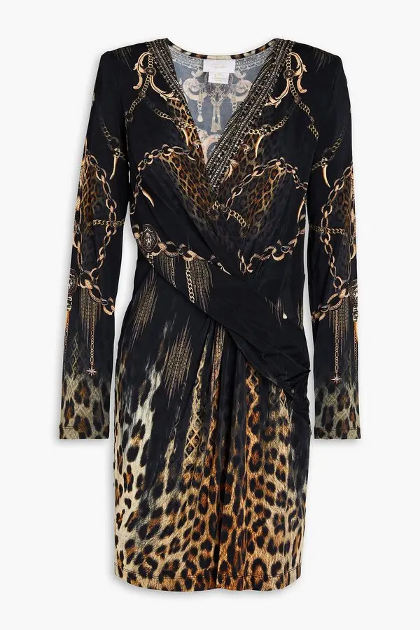 Camilla Crystal-embellished Printed Mini Dress