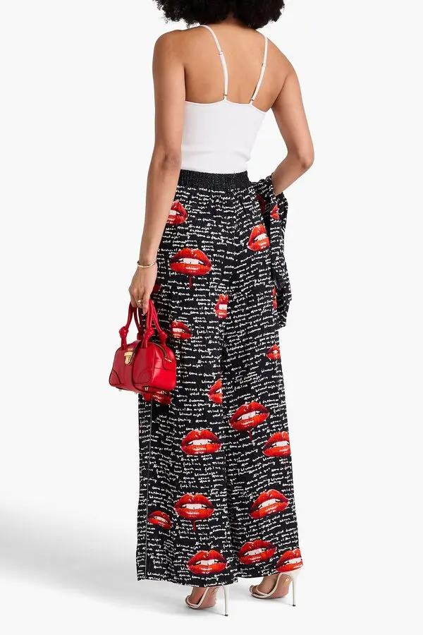 Camilla Printed Satin-jacquard Wide-leg Pants