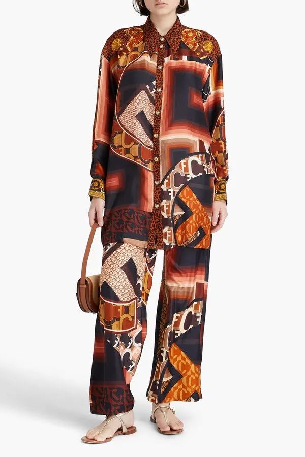 Camilla Crystal-embellished Printed Silk-twill Shirt