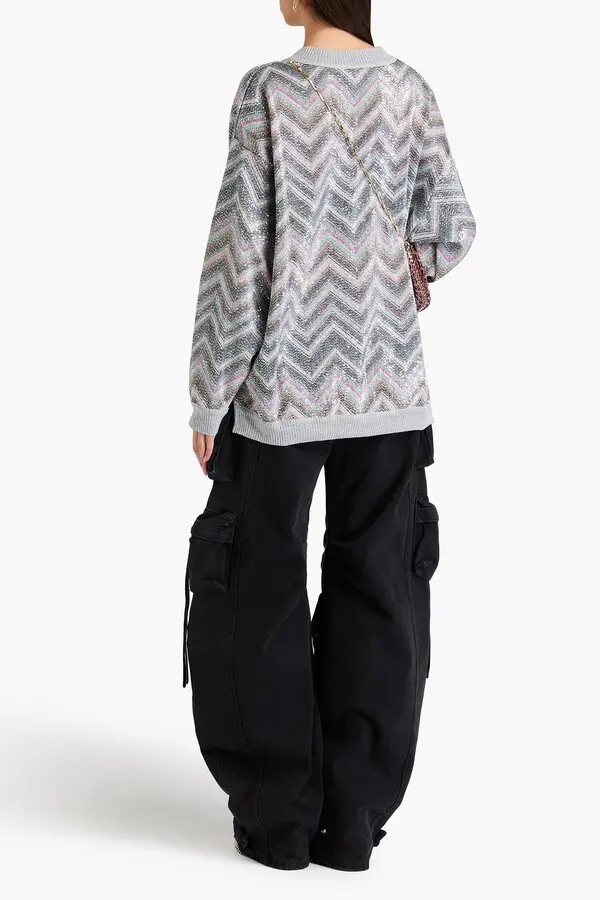 Missoni Sequin-embellished Crochet-knit Sweater - Gray