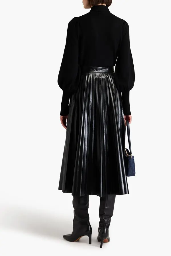 Zimmermann Pussy-bow Merino Wool Turtleneck Sweater With Puff Sleeves