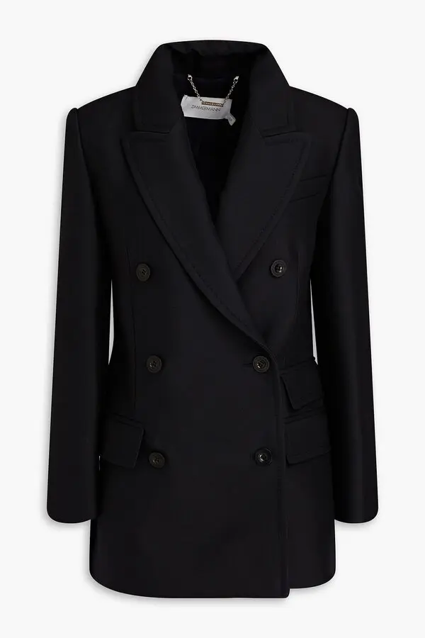 Zimmermann Double-breasted Wool-blend Blazer - Black