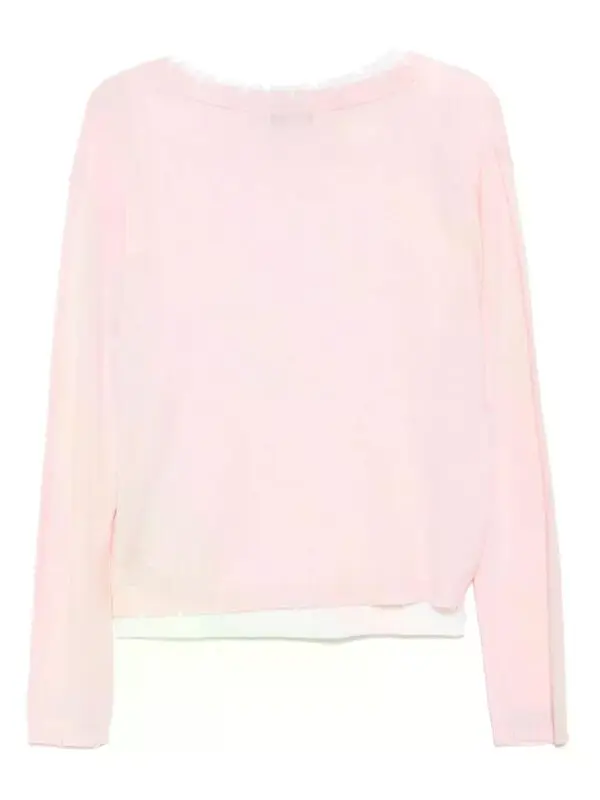 B+AB Layered Raw-edge Knitted Top