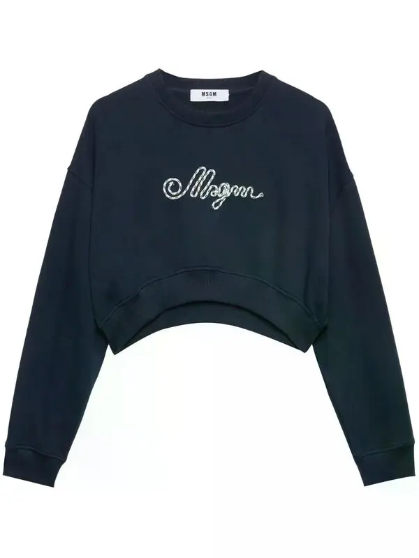 MSGM Logo-embroidered Cropped Sweatshirt