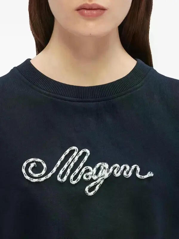 MSGM Logo-embroidered Cropped Sweatshirt
