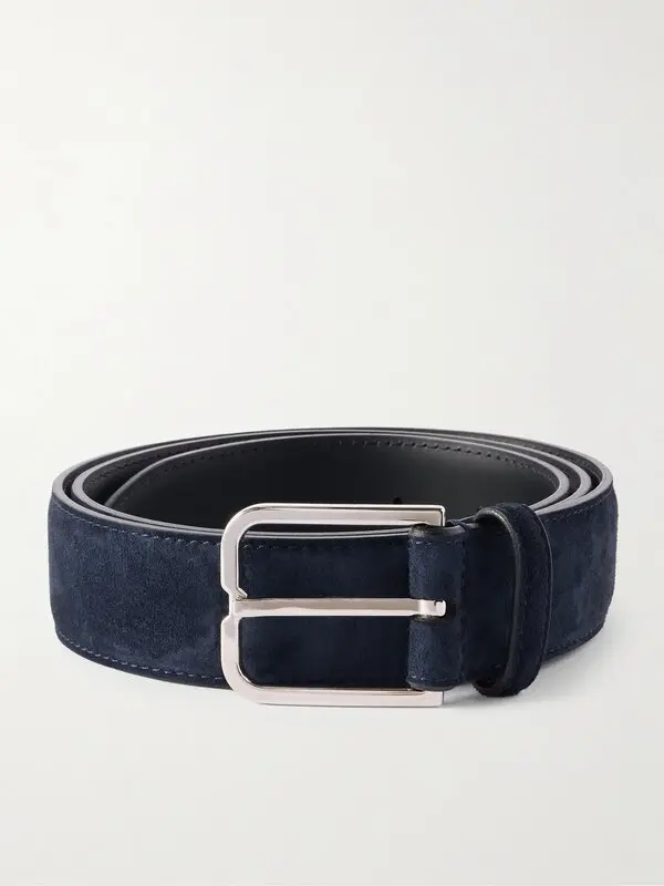Berluti Essence 3.5cm Suede Belt - Blue