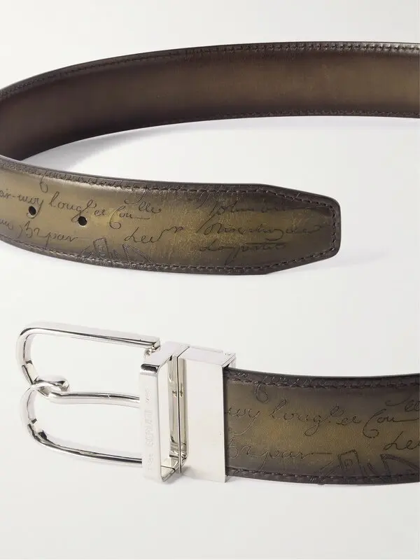 Berluti 3.5cm Scritto Venezia Leather Belt