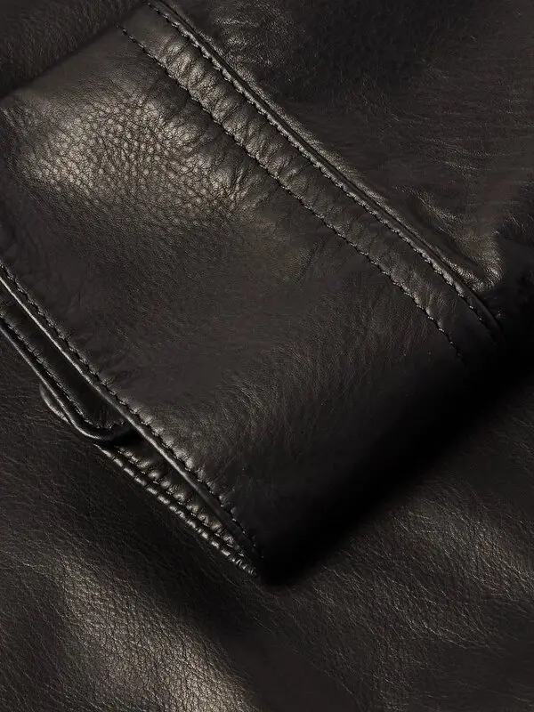 A.PRESSE Leather Shirt Jacket - Black