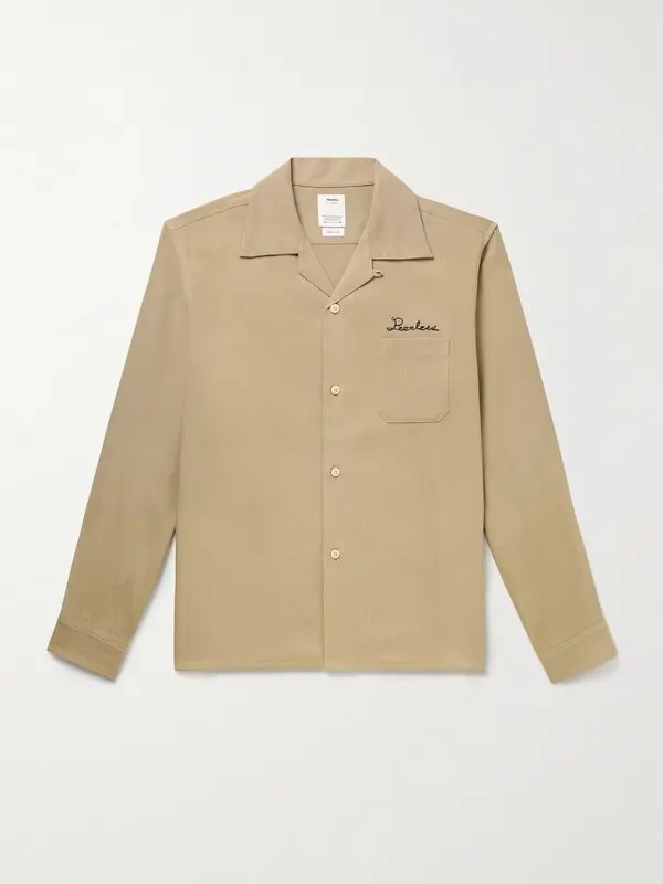 Visvim Keesey Convertible-collar Logo-embroidered Woven Shirt - Neutrals