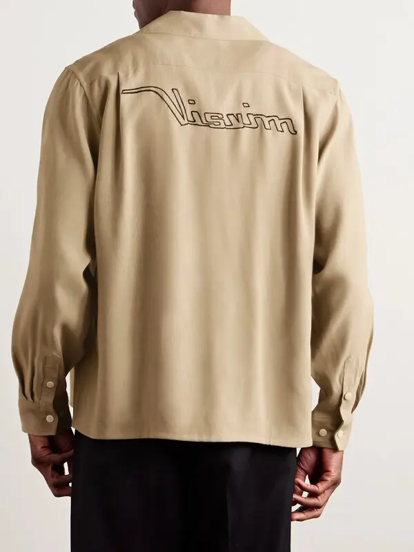 Visvim Keesey Convertible-collar Logo-embroidered Woven Shirt - Neutrals