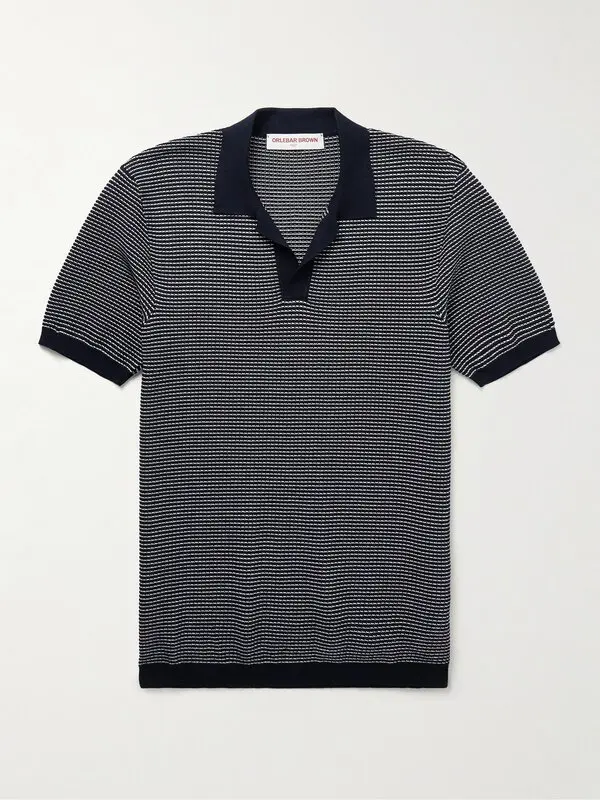 Orlebar Brown Roddy Waffle-knit Polo Shirt - Blue