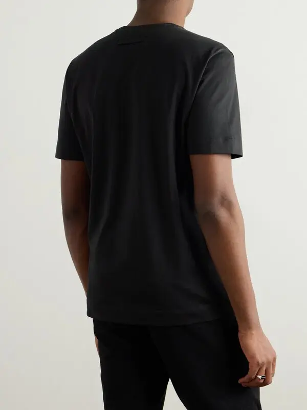 Zegna Slim-fit Logo-embroidered Cotton-jersey T-shirt - Black